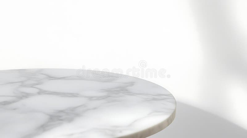 Round Marble Table Top Abstract Shadows White Wall Background Stock ...