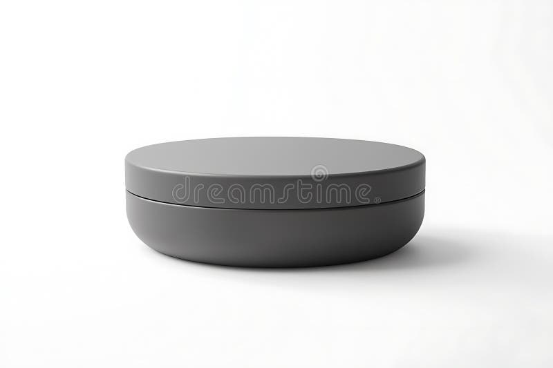 Round Matte Gray Container on White Background, Smooth Surface, Product ...