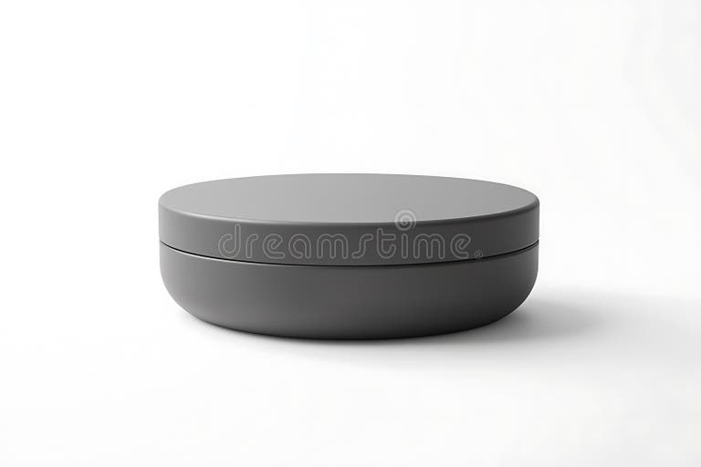 Round Matte Gray Container on White Background, Smooth Surface, Product ...