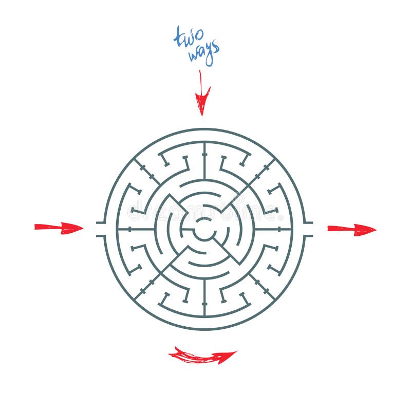 Round Maze with Arrows stock vector. Illustration of abstract - 68322265