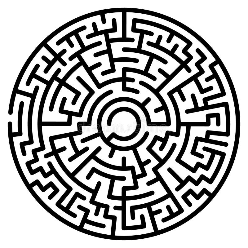 Round maze stock vector. Illustration of graphic, exit - 41638454