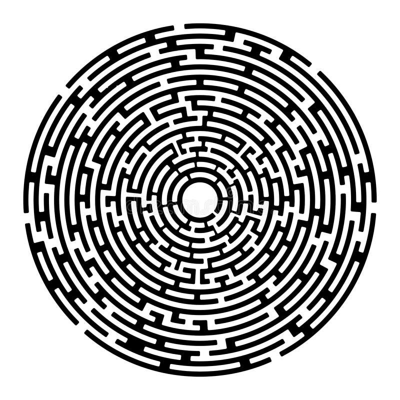Round Maze Izolated on White Stock Illustration - Illustration of white ...