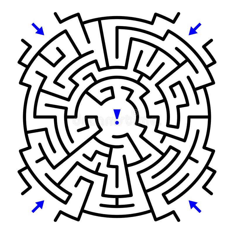 Round Red Maze Against White Stock Vector - Illustration of labyrinth ...