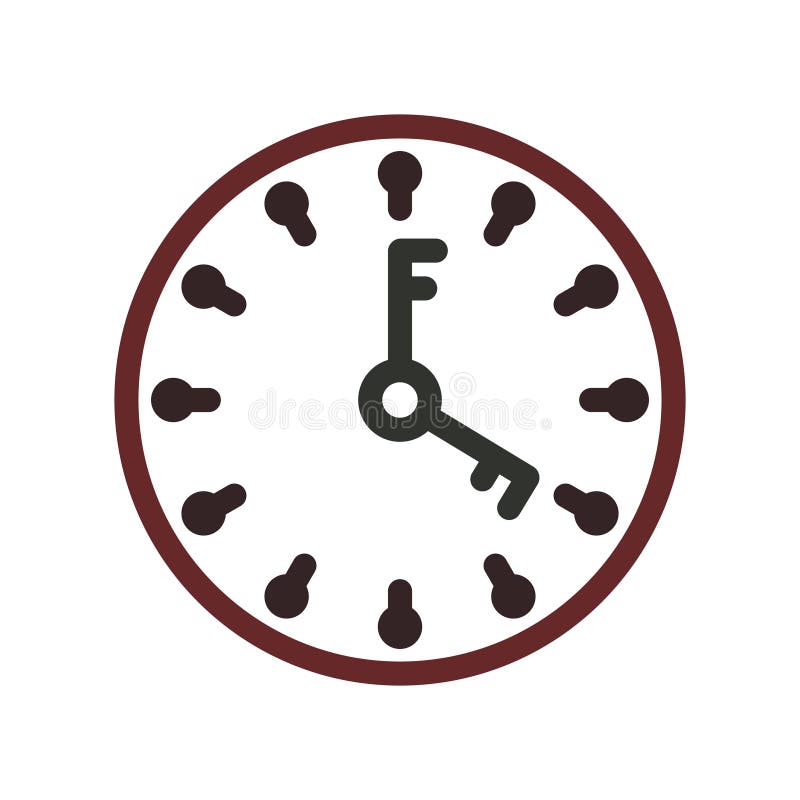 Round Mechanical Clock with Lock Keys in Place of Arrows and Key Holes ...