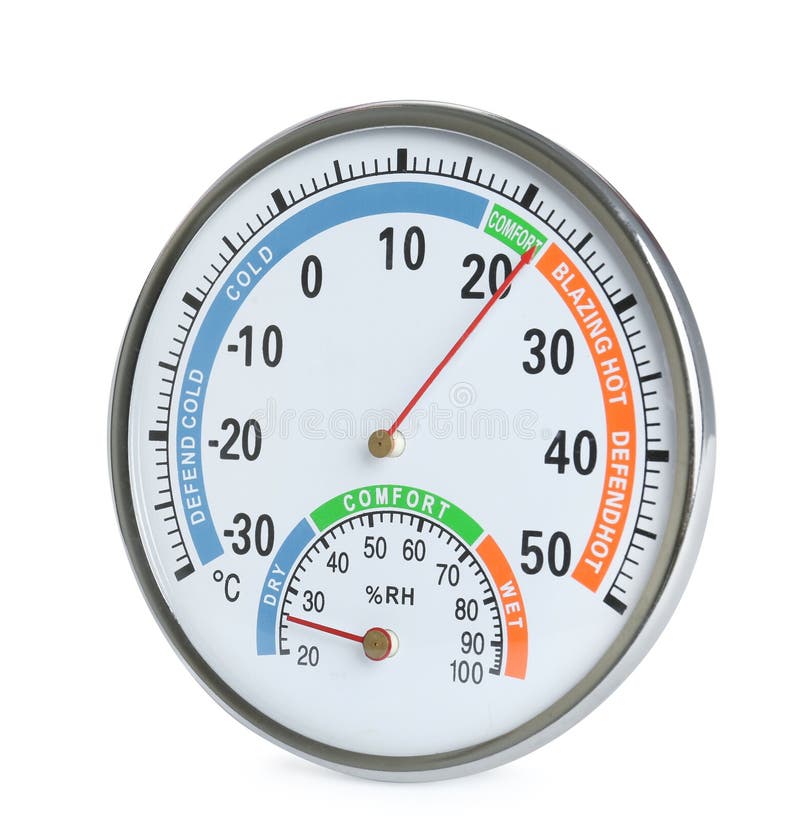 Round Mechanical Hygrometer Isolated on White. Meteorological Tool ...