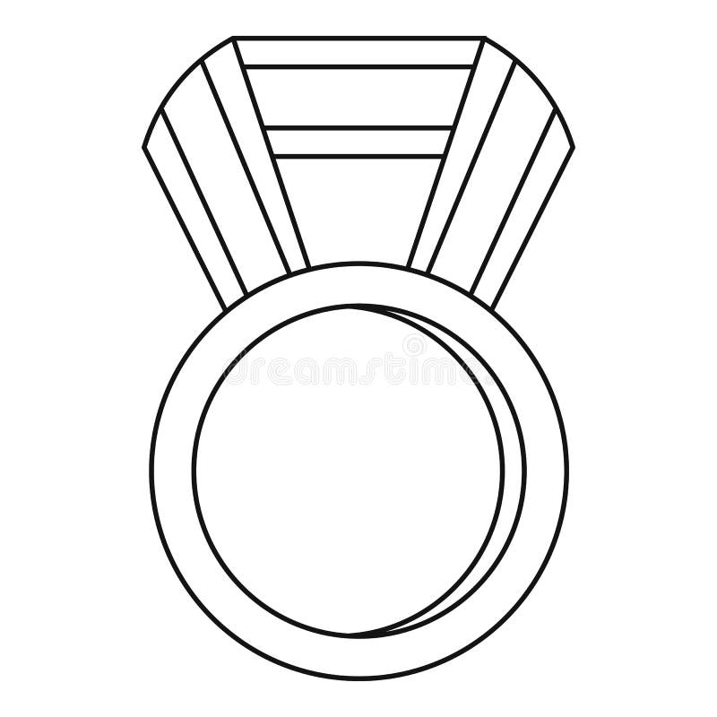 Round Medal Icon, Outline Style Stock Vector - Illustration of emblem ...