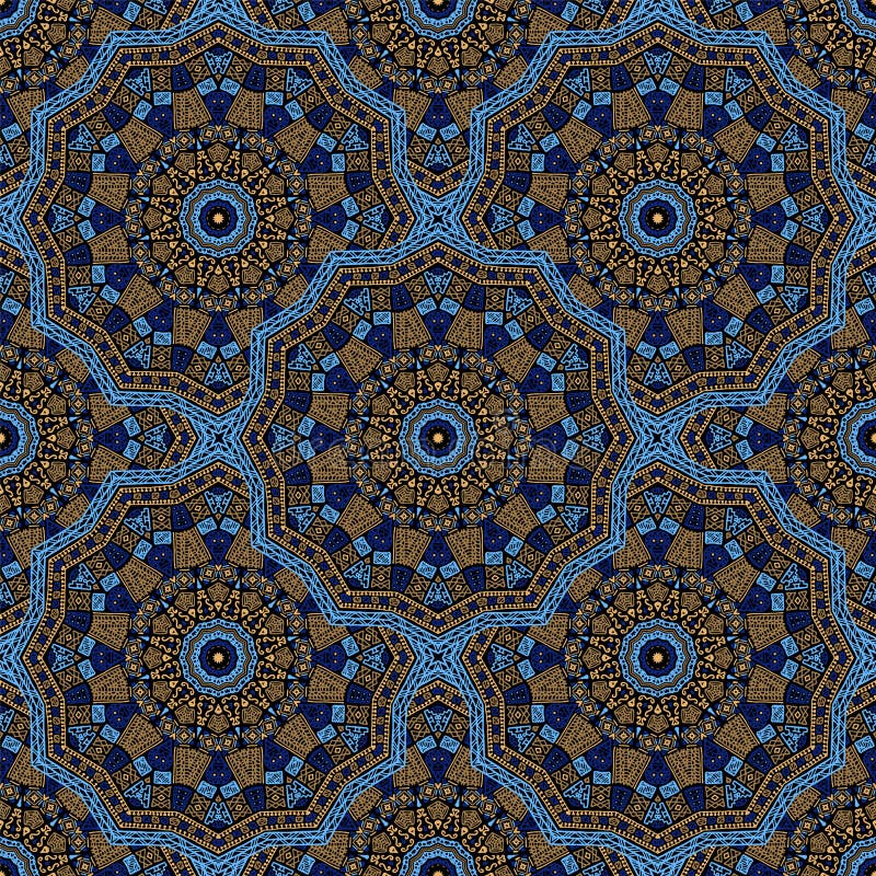 Round Medallion Vector Seamless Pattern. Stock Vector - Illustration of ...