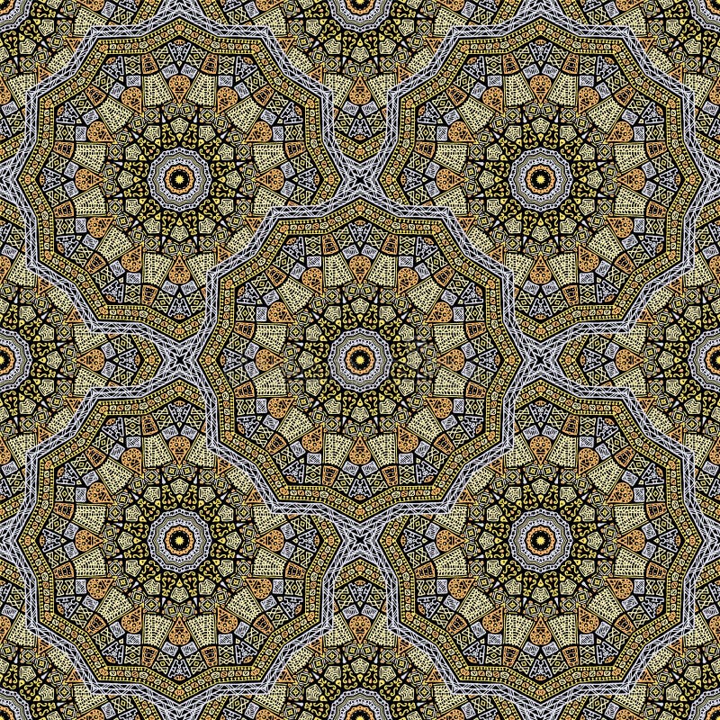 Round Medallion Vector Seamless Pattern. Stock Vector - Illustration of ...