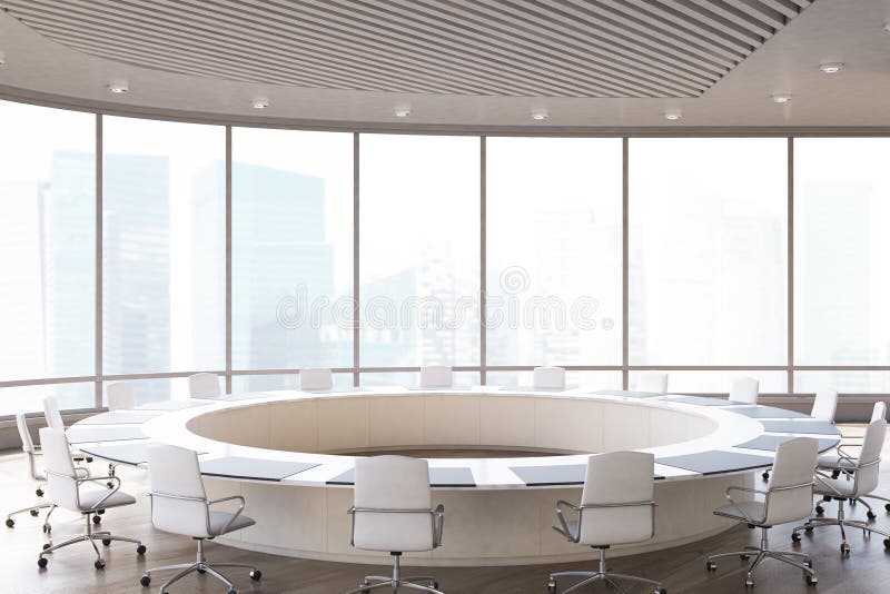 Round Glass Conference Table Stock Illustrations – 355 Round Glass ...