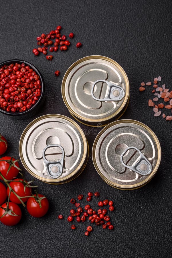 Round Metal Can with Canned Fish or Meat with a Key Stock Photo - Image ...