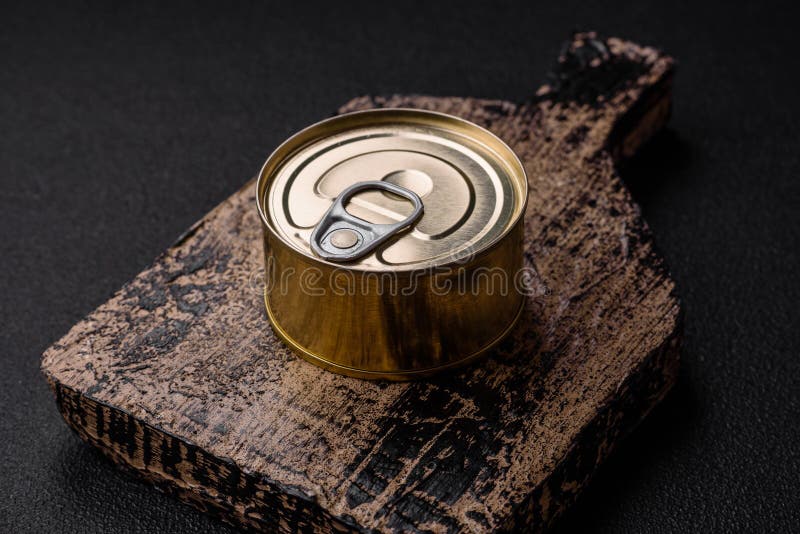 Round Metal Can with Canned Fish or Meat with a Key Stock Photo - Image ...