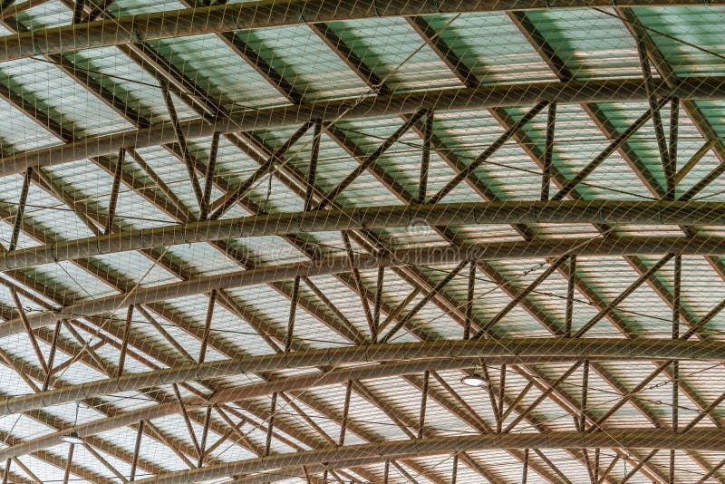Metal Ceiling Modern Architecture with Blue Sky in the Background Stock ...