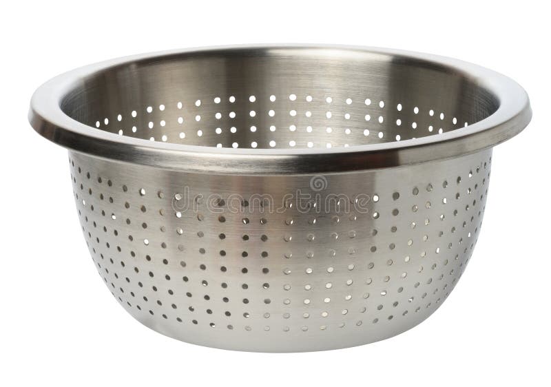 Round Metal Empty Colander with Holes on Isolated Background Stock ...