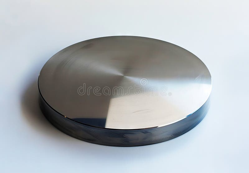 A Round Metal Plate on a White Surface Stock Photo - Image of plate ...