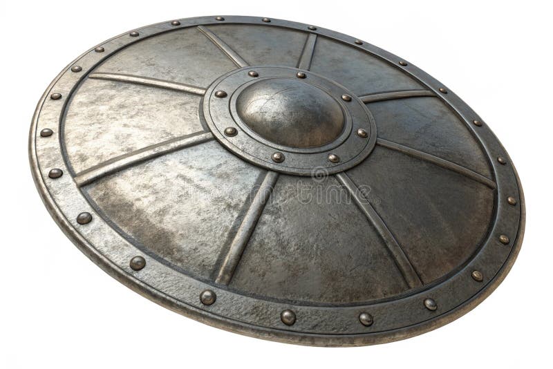 Round Metal Shield Isolated 3D Illustration Stock Illustration ...