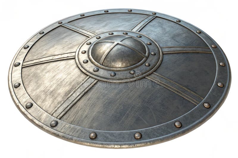 Round Metal Shield Isolated 3D Illustration Stock Illustration ...
