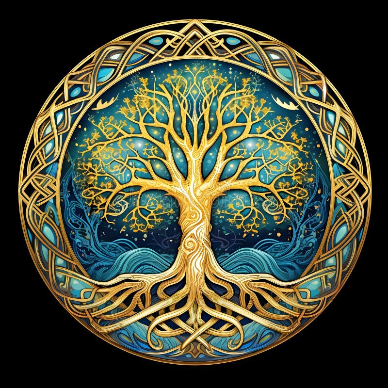 Celtic Tree of Life Colorful. AI Generated. Stock Illustration ...