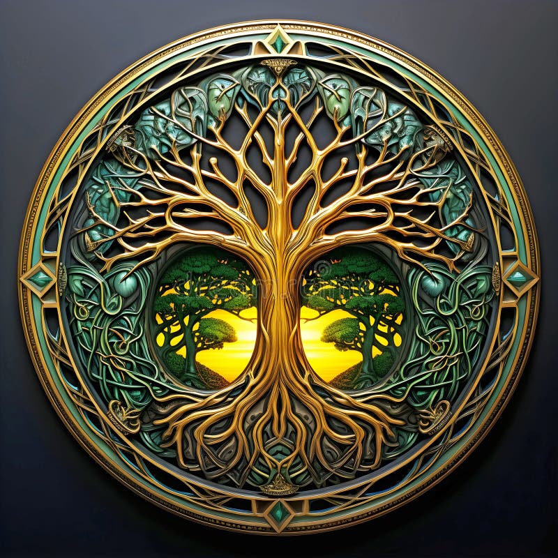 Celtic Tree of Life Colorful. AI Generated. Stock Illustration ...