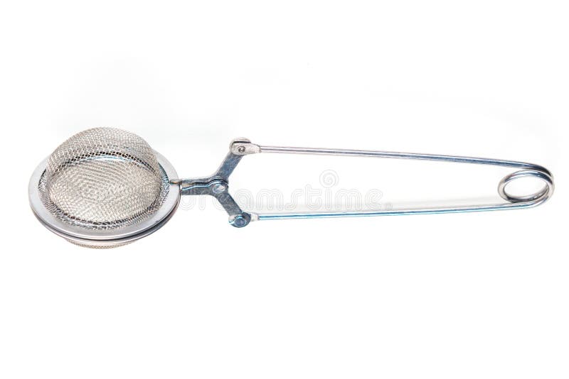 Round Metal Tea Strainer Isolated on White Stock Photo - Image of sift ...