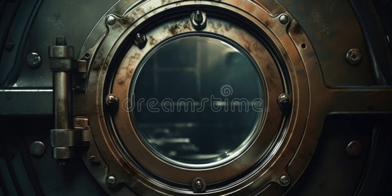 Round Metal Window Reflecting a Building, Suitable for Architectural ...