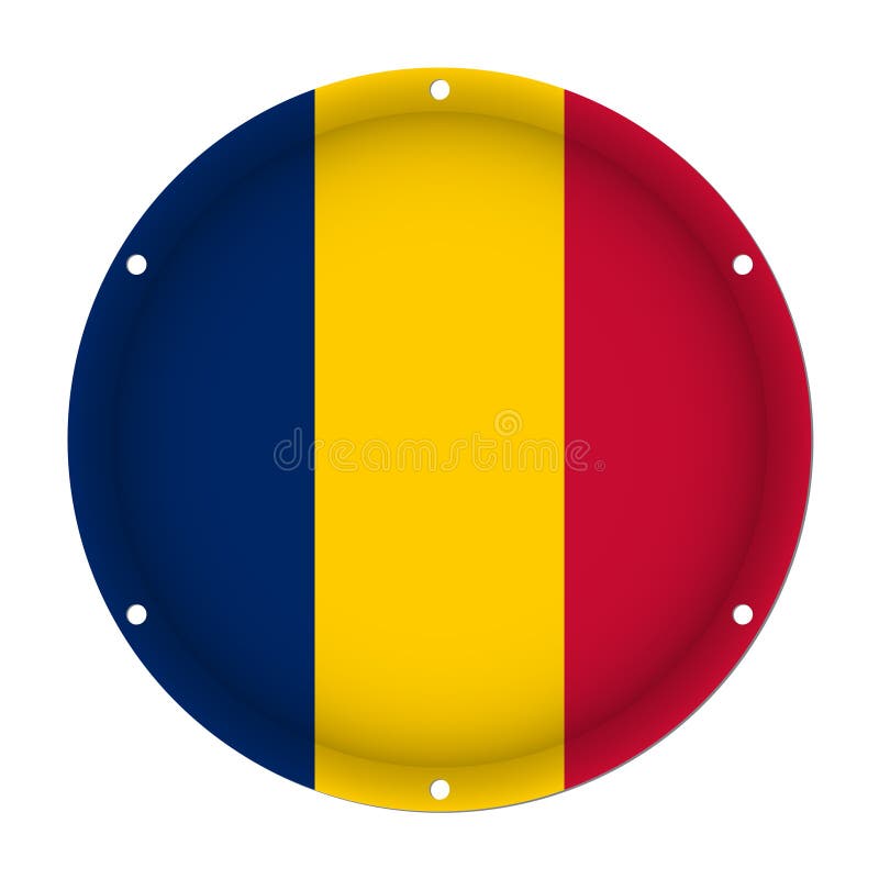 Chad - Round Metal Scratched Flag, Holes Stock Vector - Illustration of ...