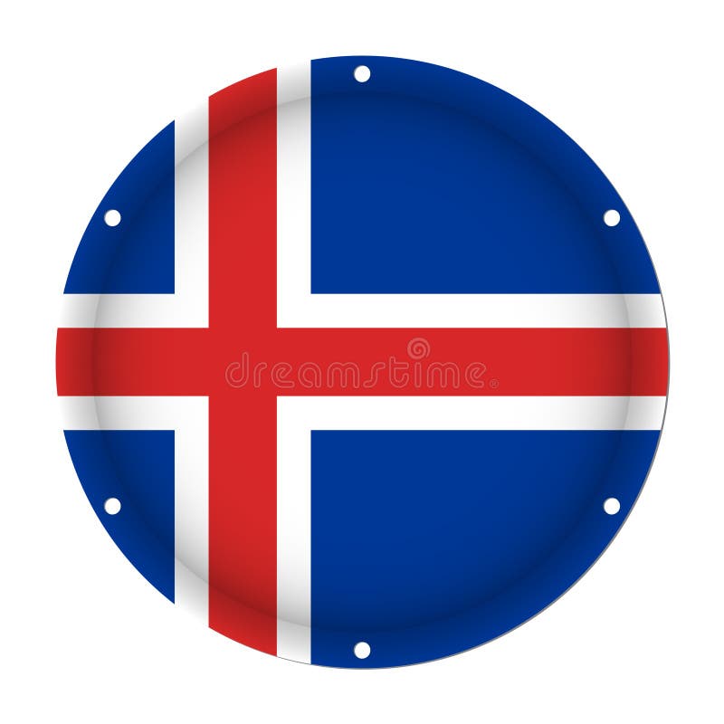 Round Metallic Flag of Iceland with Holes Stock Vector - Illustration ...