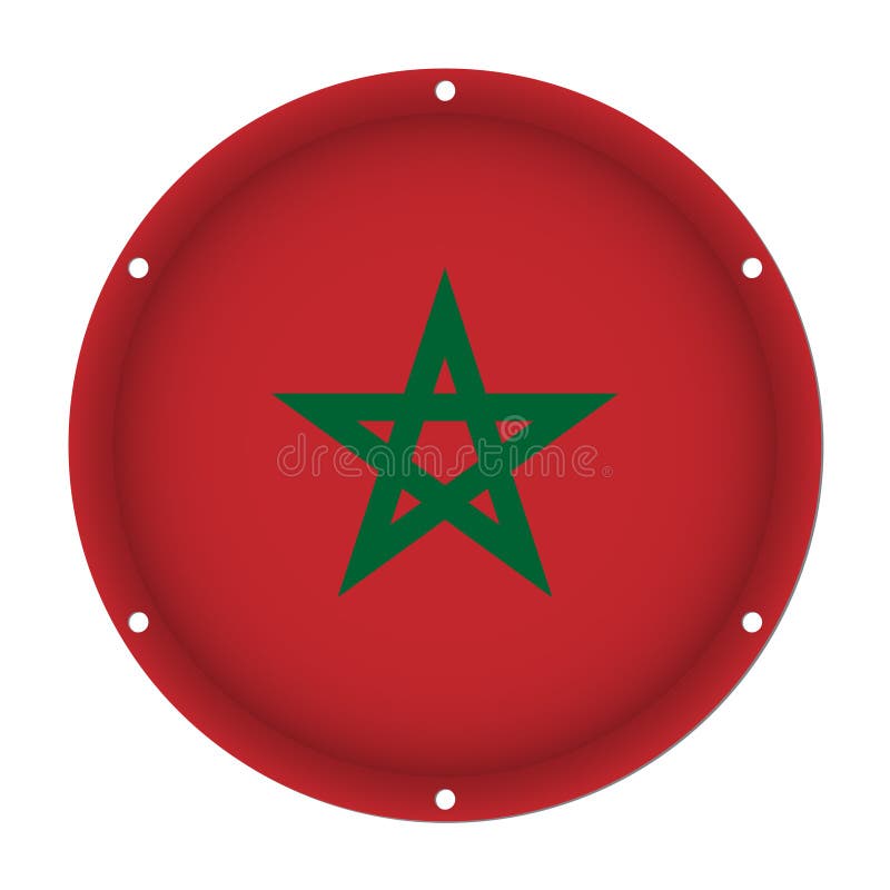 Round Metallic Flag of Morocco with Holes Stock Vector - Illustration ...