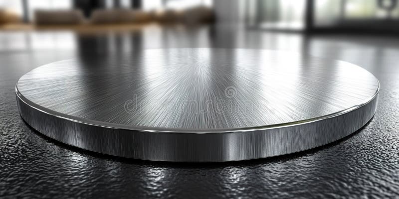 Round Metallic Surface Reflecting Light in a Modern Indoor Space with ...