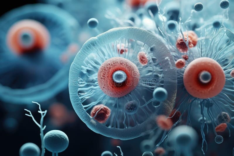 Round Microorganisms Under the Microscope Stock Illustration ...