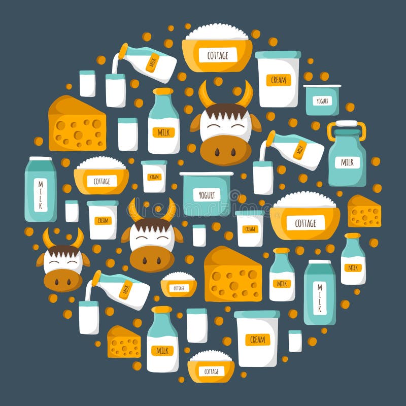 Set of milk products stock vector. Illustration of print - 67564973