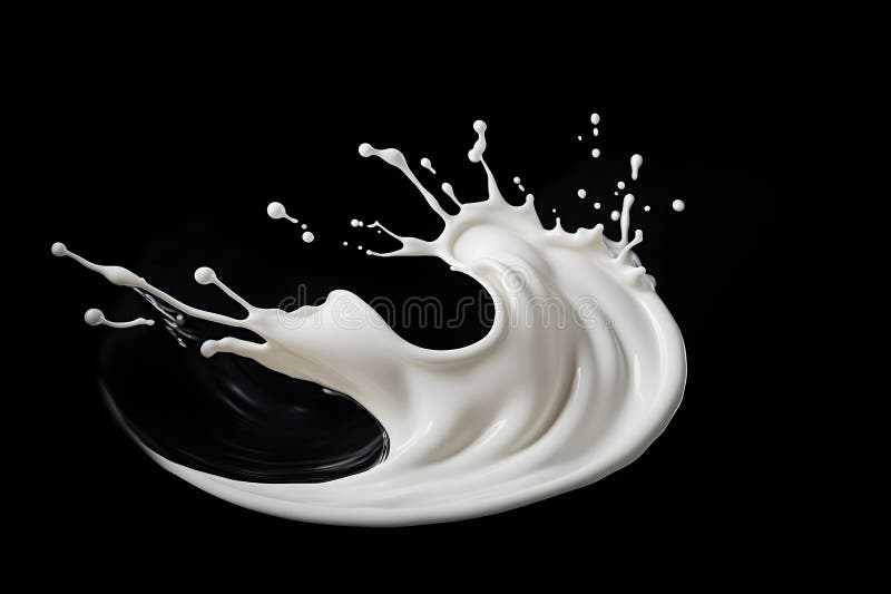 Round Milk Splash Wave Isolated on Black Background. Generative AI ...