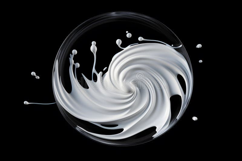 Round Milk Splash Wave Isolated on Black Background. Generative AI ...