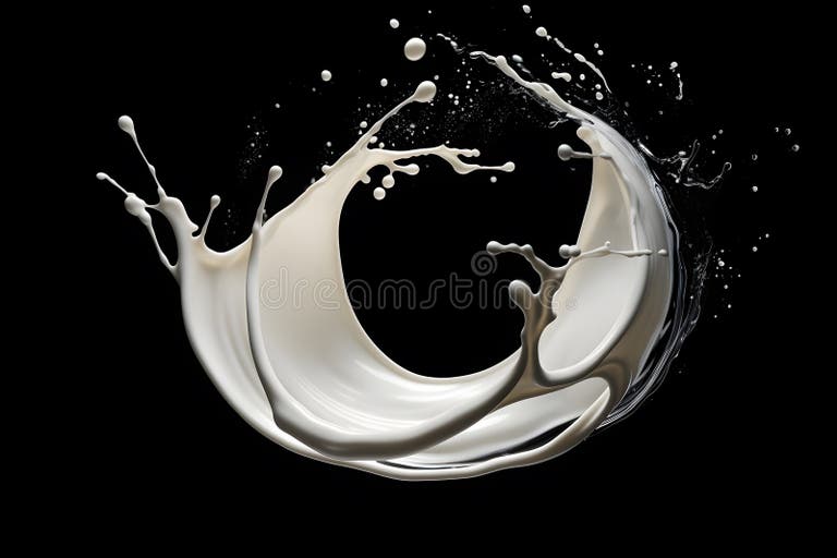 Round Milk Splash Wave Isolated on Black Background. Generative AI ...
