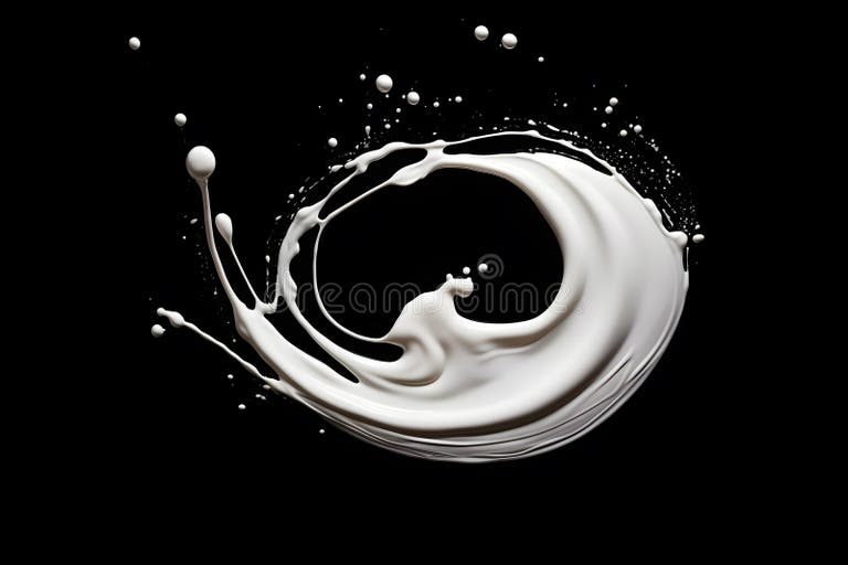 Round Milk Splash Wave Isolated on Black Background. Generative AI ...