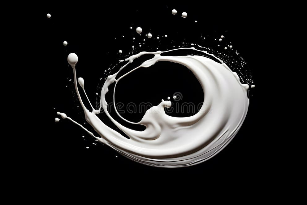 Round Milk Splash Wave Isolated on Black Background. Generative AI ...
