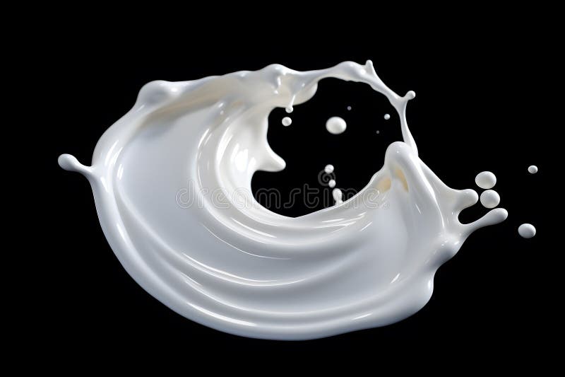Round Milk Splash Wave Isolated on Black Background. Generative AI ...