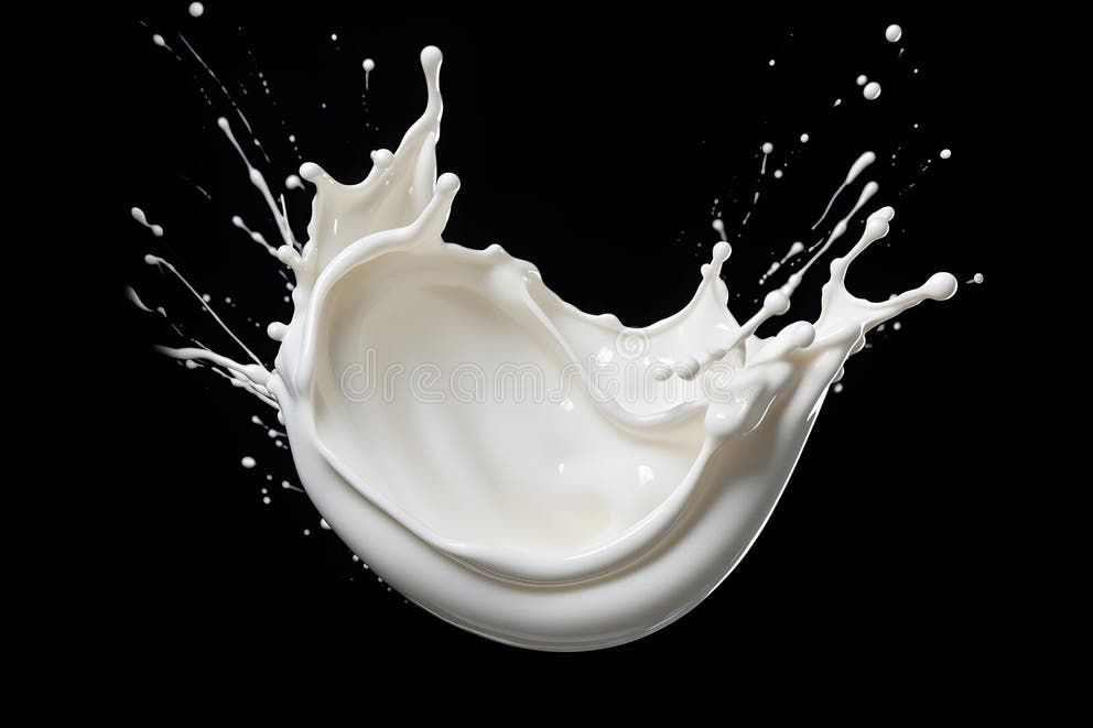 Round Milk Splash Wave Isolated on Black Background. Generative AI ...