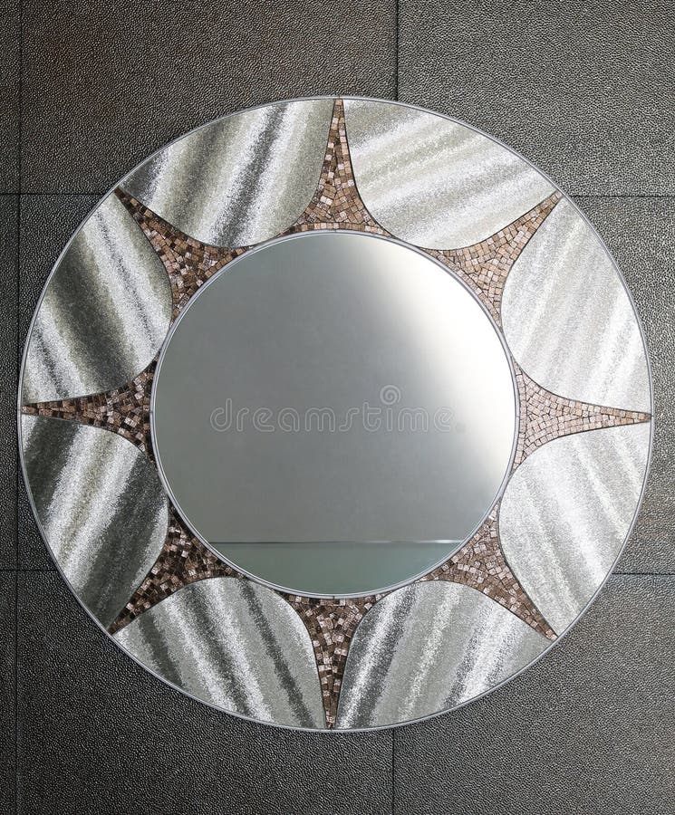 Round mirror stock image. Image of decor, silver, frame - 27430903