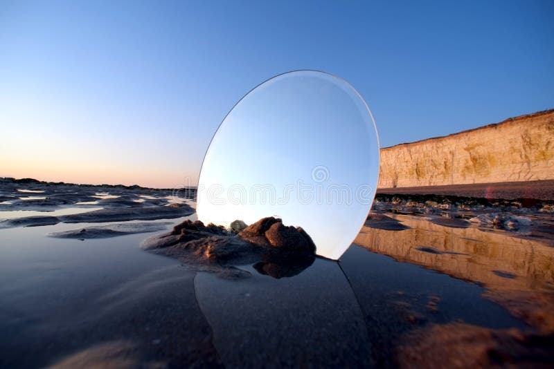 Round mirror stock image. Image of surreal, mirror, sunset - 144630685
