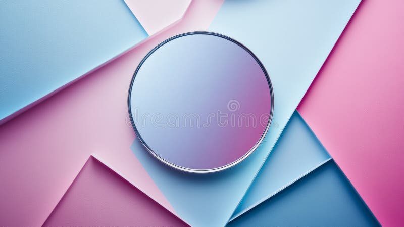 Round Mirror Geometric Pastel Pink Blue Background Stock Photos - Free ...