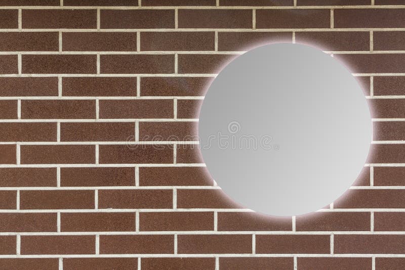 Round Mirror Near Brick Wall Grey Desing Stock Illustration ...
