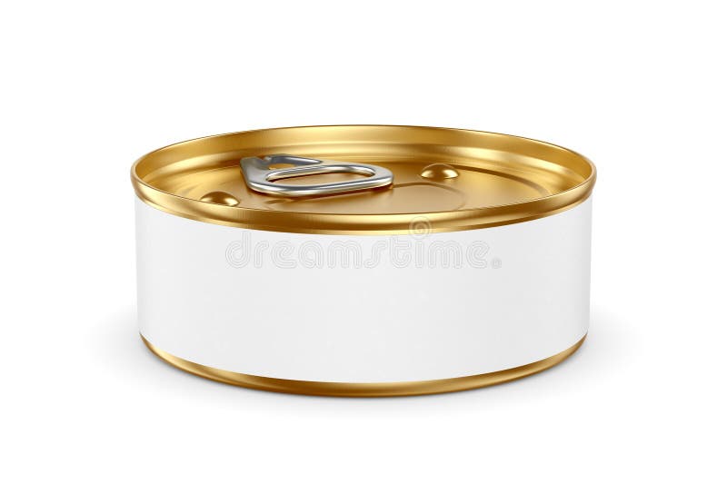 Round 100ml Tin Can with Pull Tab and Blank Label Isolated on White. 3D ...