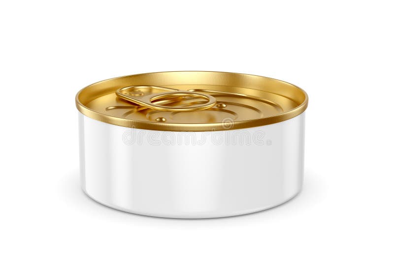 Round 100ml Tin Can with Pull Tab Isolated on White. 3D Rendering Stock ...