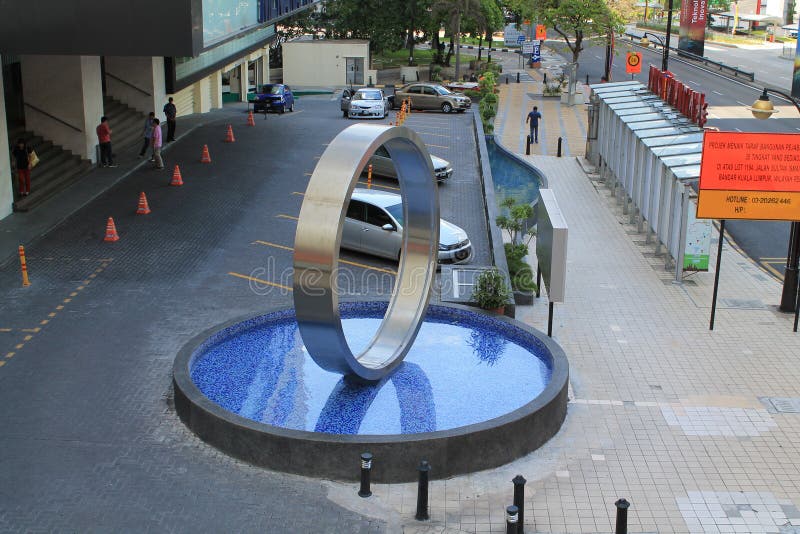 Round Model Fountain in City Editorial Stock Photo - Image of blue ...