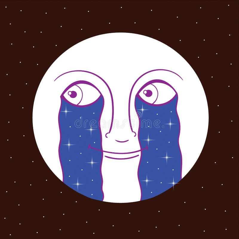Moon stock illustration. Illustration of astrology, crying - 219047829