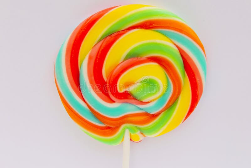 Round Multi-colored Candy Lollipop Close-up Stock Photo - Image of food ...