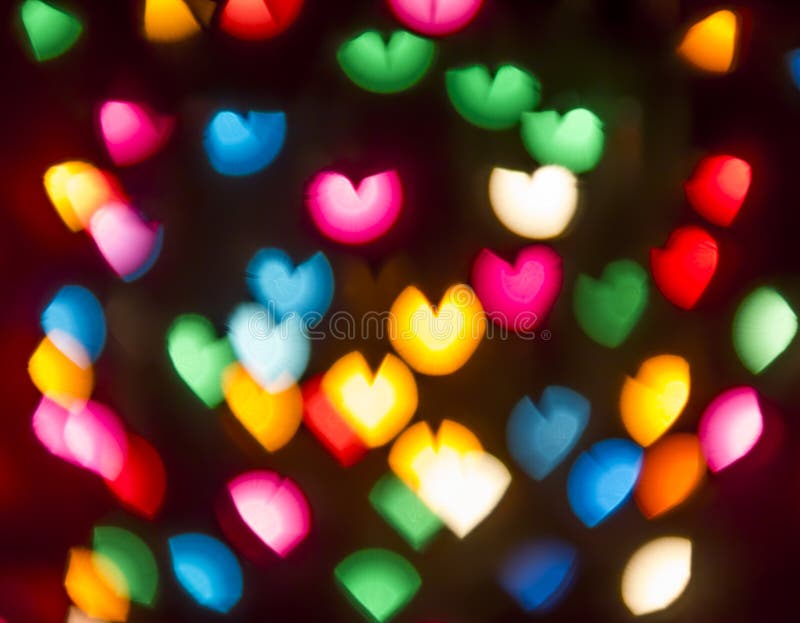 Round Multicolor Heart-shaped Bokeh on a Black Background Stock Image ...