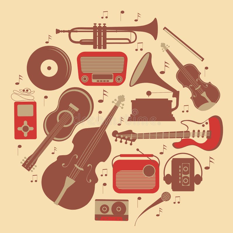 Round music composition stock illustration. Illustration of instrument ...