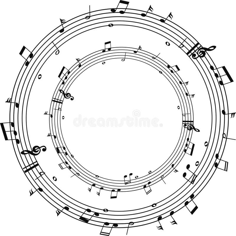 Music notes circle black stock illustration. Illustration of isolated ...