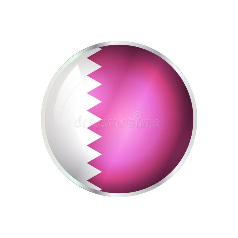 Round National Flag Pin of Qatar Stock Illustration - Illustration of ...